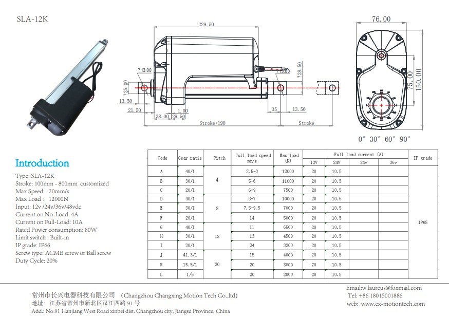 12000N SLA-12K Professional Heavy Duty Electric Linear Actuator ...